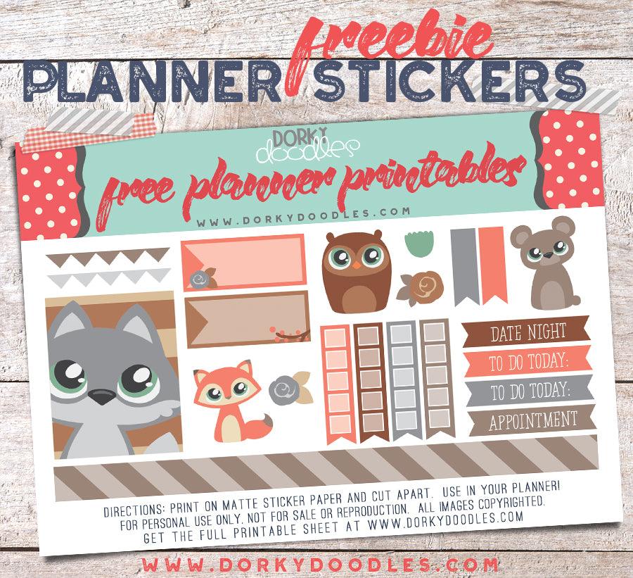 Cute Forest Animal Planner Sticker Freebie – Dorky Doodles