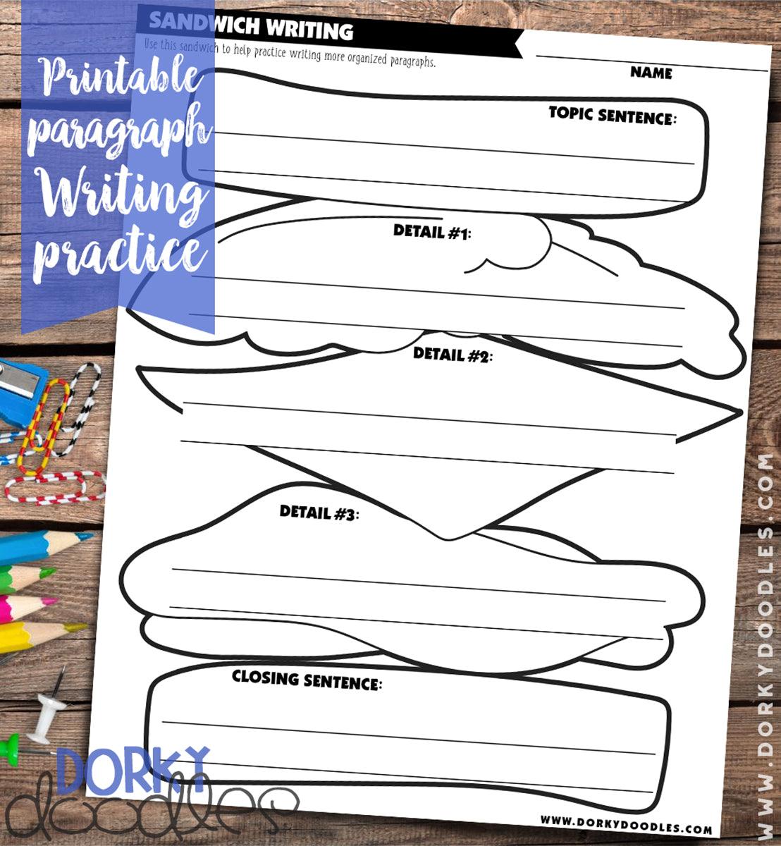 Paragraph Structure Writing Practice – Dorky Doodles