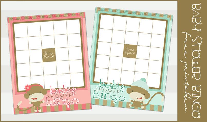 Sock Monkey Baby Shower Bingo Printable – Dorky Doodles