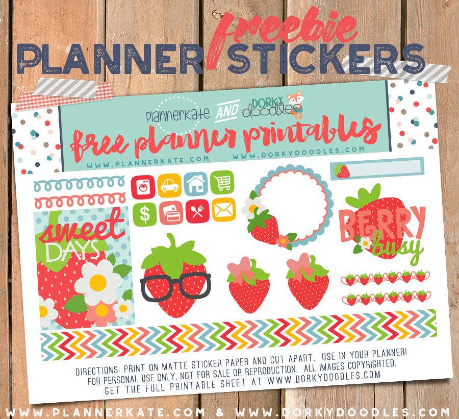 Strawberry Planner Sticker Freebie – Dorky Doodles