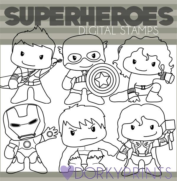 Blackline Super Hero Clipart – Dorky Doodles