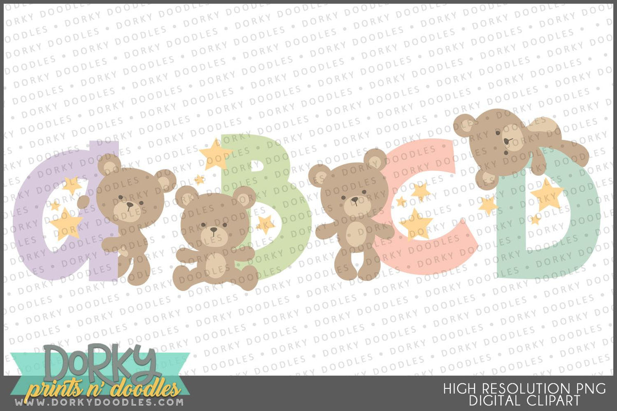 Teddy Bear Alphabet Clipart – Dorky Doodles