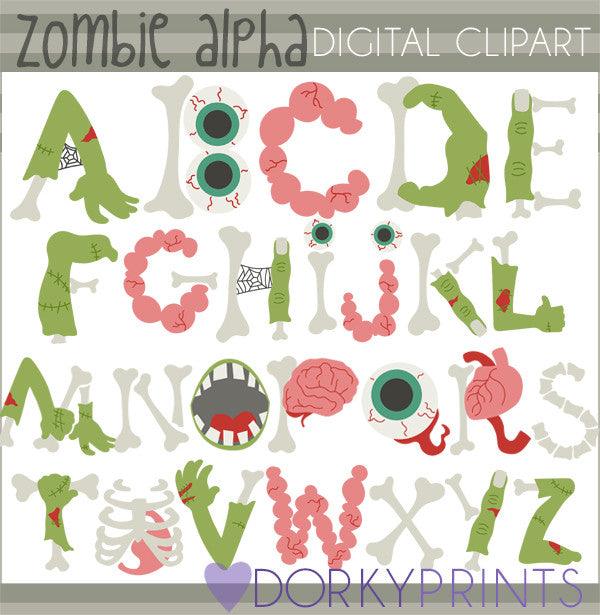 Zombie Alphabet Clipart – Dorky Doodles