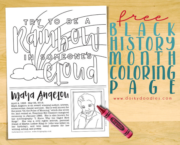Black History Month Coloring Page: Maya Angelou – Dorky Doodles