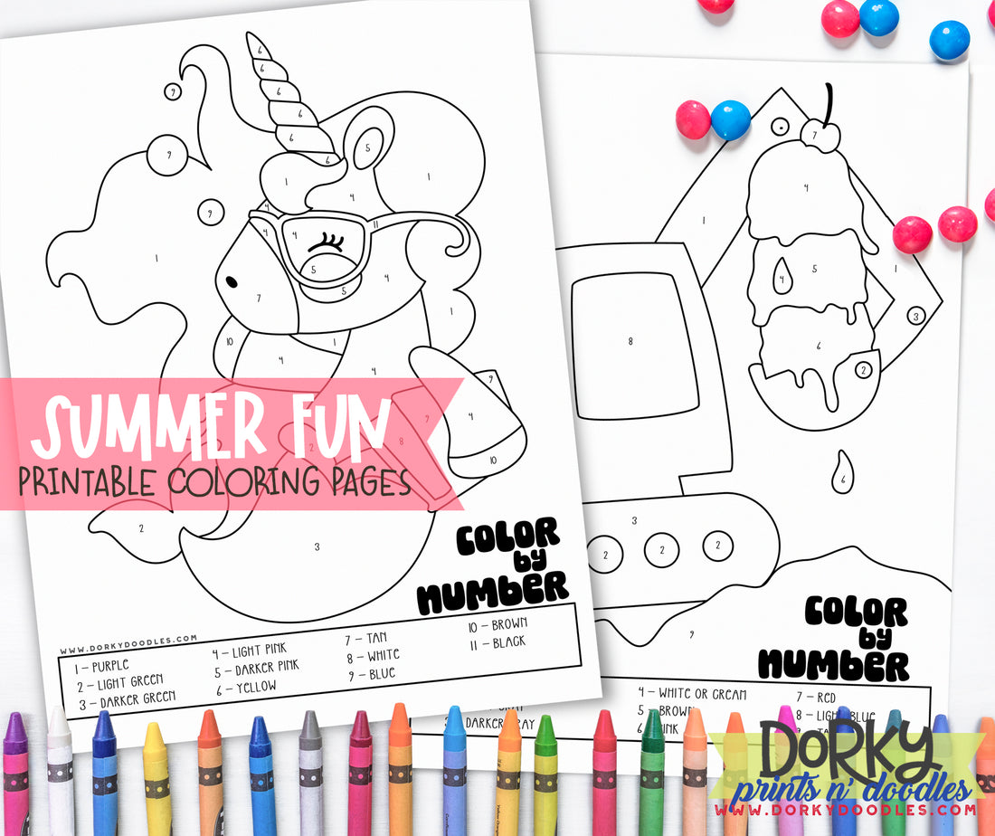 Free Color By Number Pages - Summer Fun for Kids! – Dorky Doodles