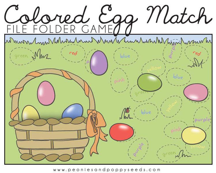 Colored Eggs Match Printable File Folder Game – Dorky Doodles
