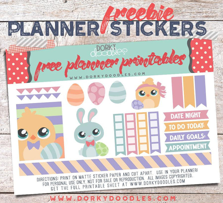 Fun and Free Easter Planner Stickers Printable – Dorky Doodles