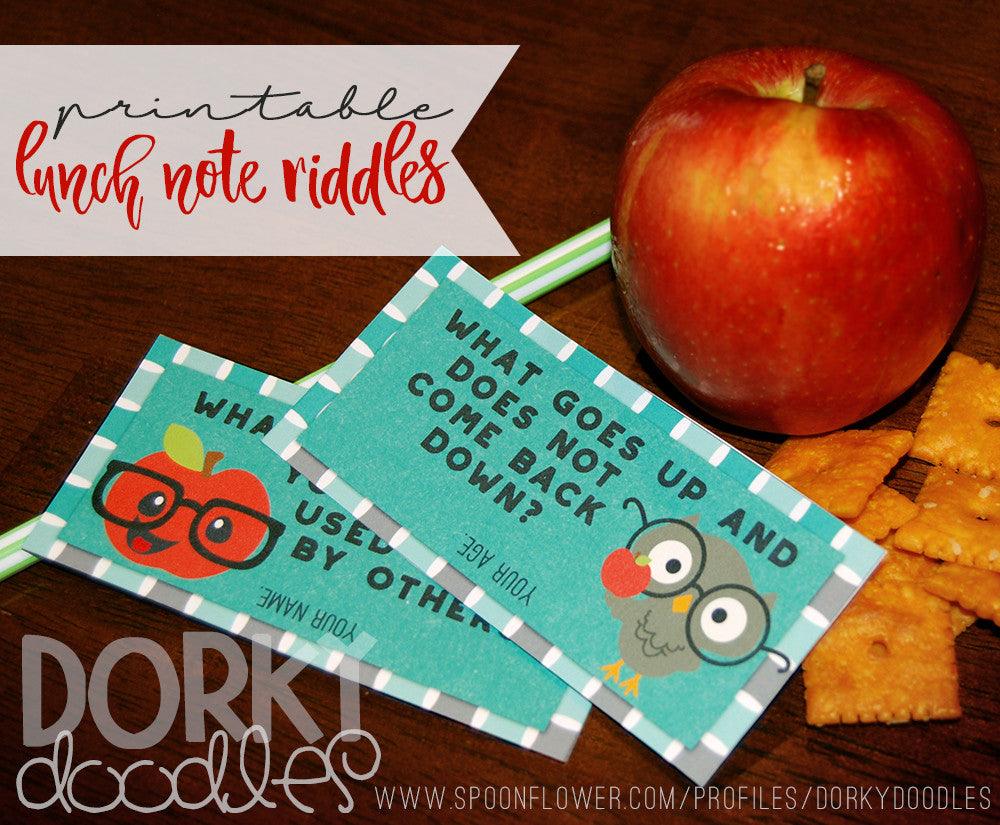 Printable Lunch Note Riddles – Dorky Doodles