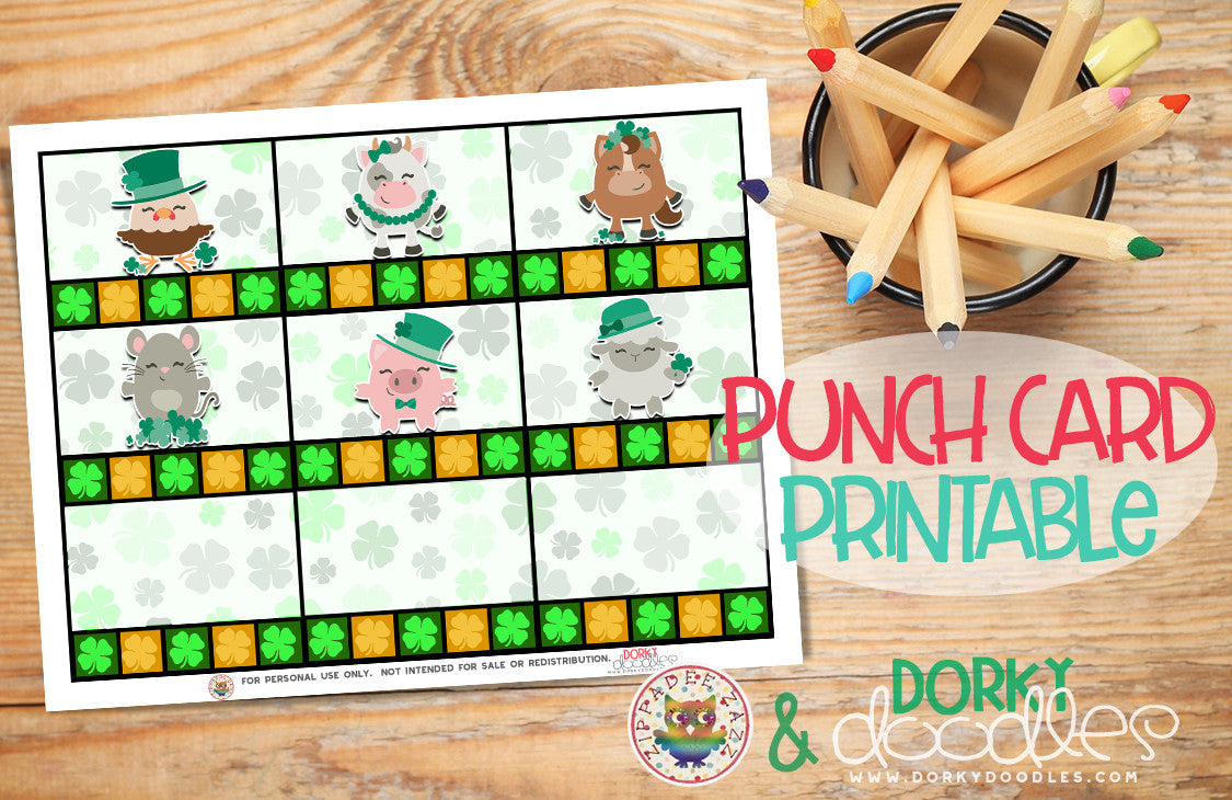 St Patrick's Day Punch Card Printable – Dorky Doodles