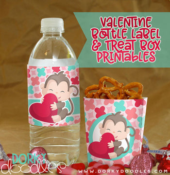 Valentine Bottle Label and Treat Box Printable – Dorky Doodles