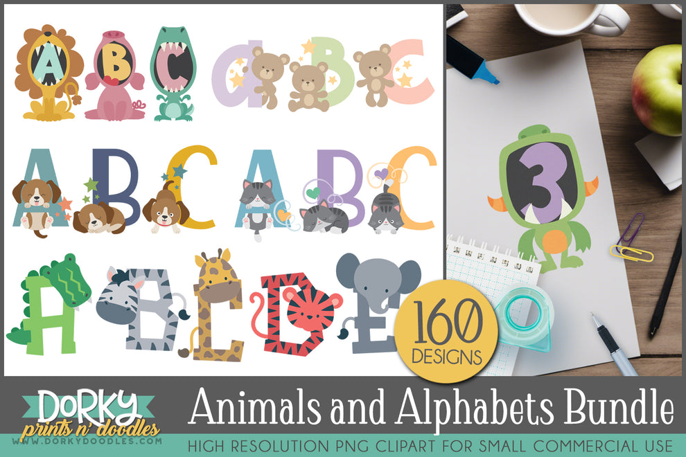 Animal Alphabet Clipart Mega Bundle – Dorky Doodles