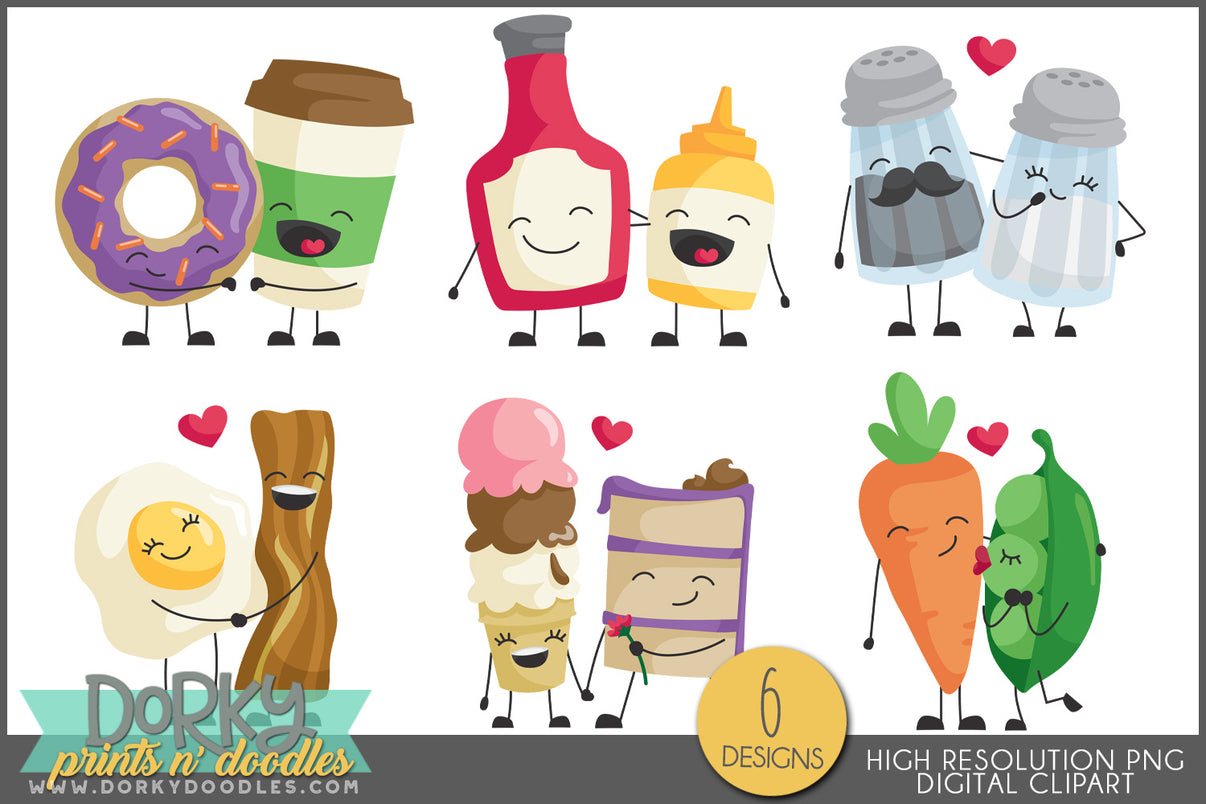 Food Pairs Valentine Clipart – Dorky Doodles