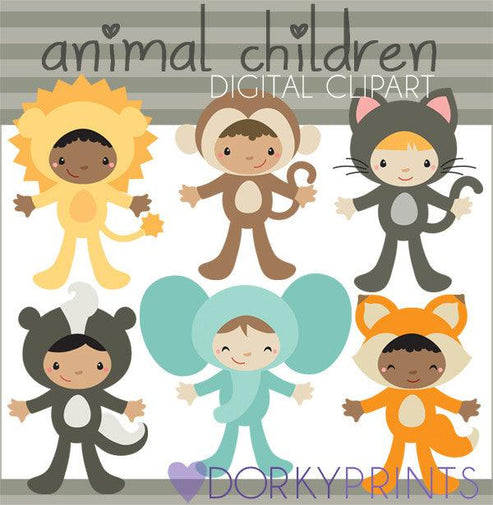Animal Costumes Kid Clipart – Dorky Doodles