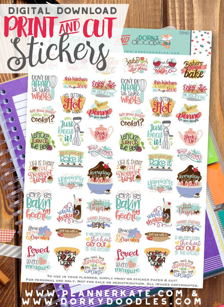 Baking Print and Cut Planner Stickers – Dorky Doodles