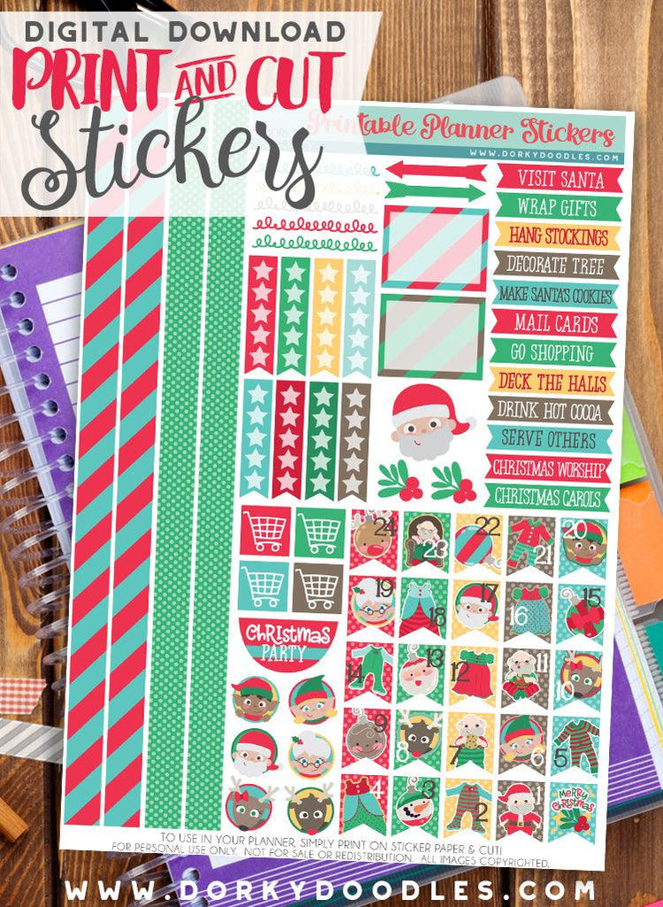 Christmas Countdown Print and Cut Planner Stickers – Dorky Doodles