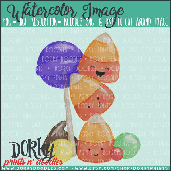 Cute Candy Corn Watercolor PNG – Dorky Doodles