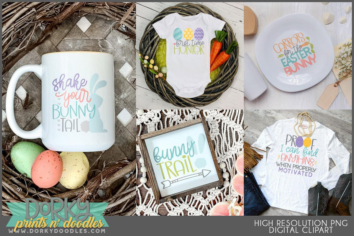 Cute Easter Phrases Spring Clipart – Dorky Doodles