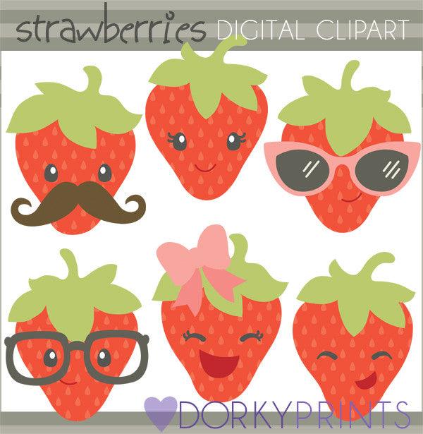 Cute Strawberry Food Clipart – Dorky Doodles
