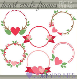 Heart Circle Frames Valentine Clipart – Dorky Doodles