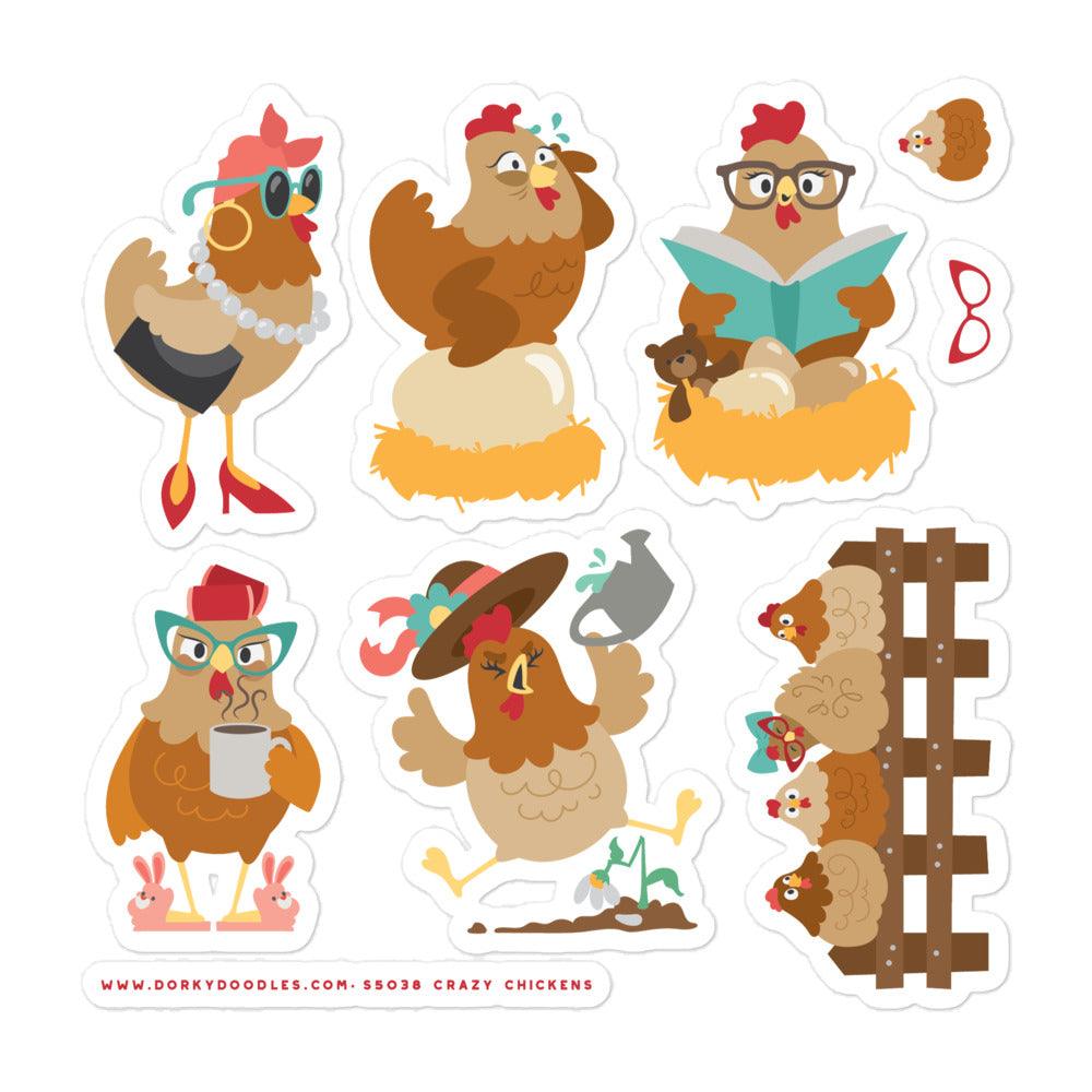Hilarious Chicken Stickers Sheet – Dorky Doodles