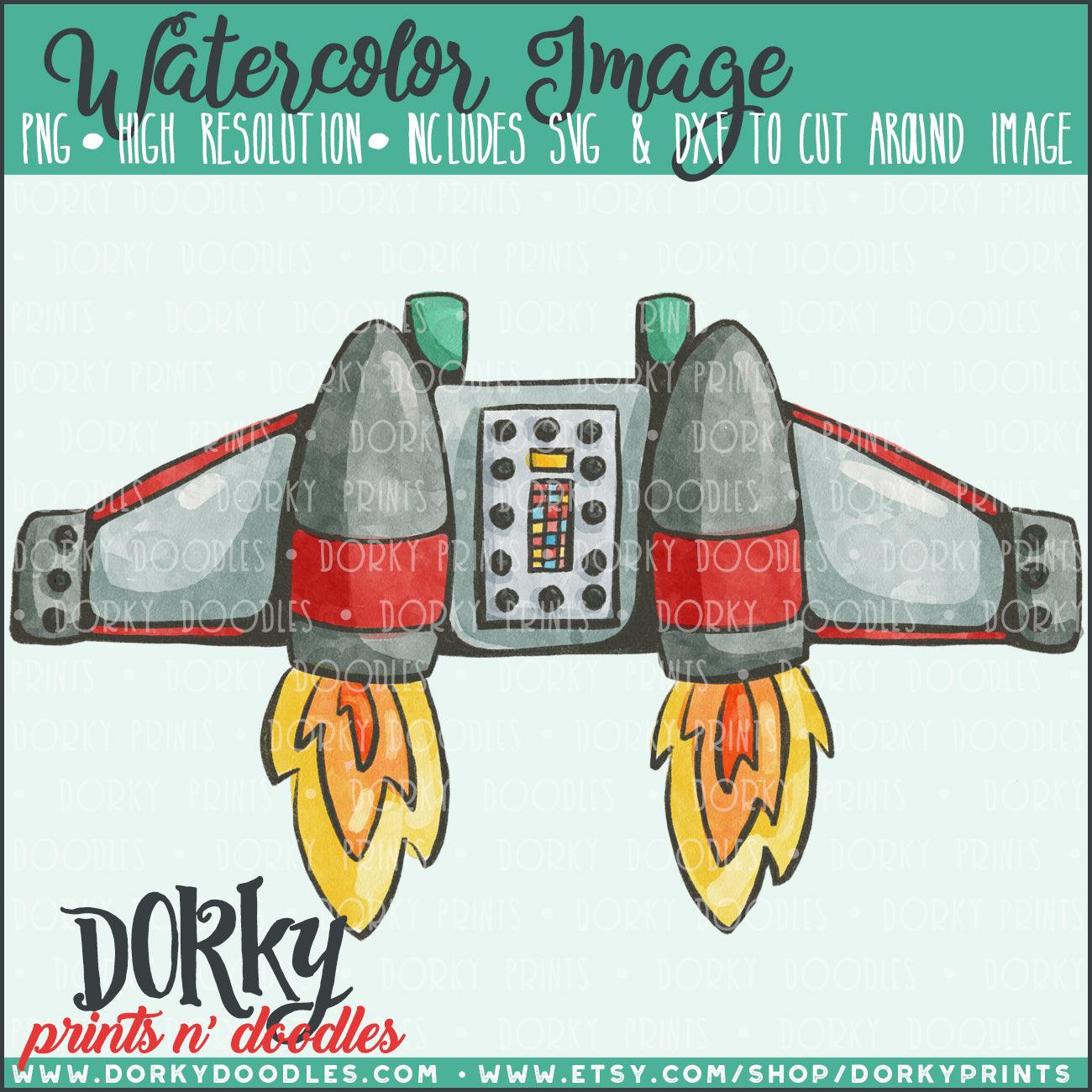Jetpack Watercolor PNG – Dorky Doodles
