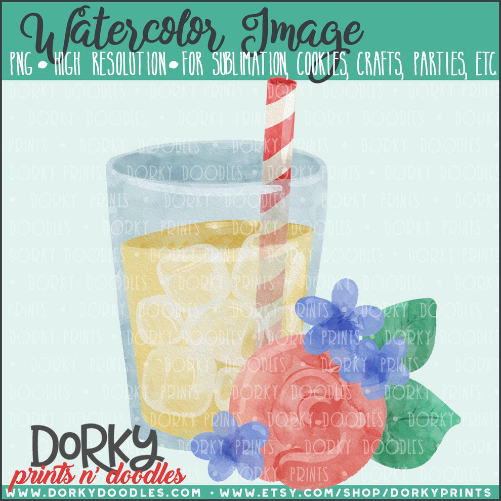Lemonade Summer Watercolor PNG – Dorky Doodles