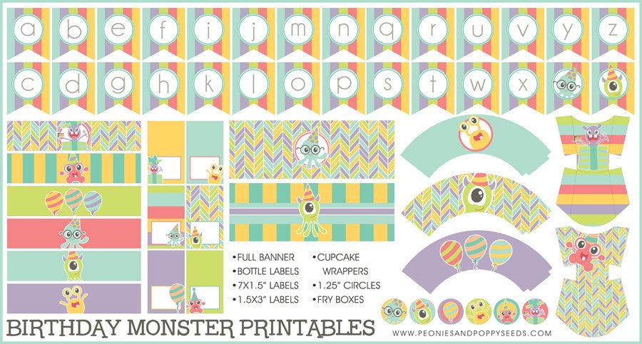 Monster Birthday Party Printables – Dorky Doodles