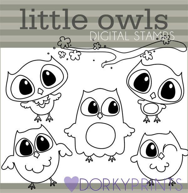 Owls Blackline Bird Clipart – Dorky Doodles