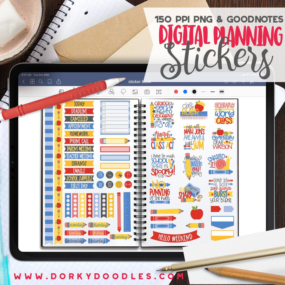 School Puns Digital Planner Stickers – Dorky Doodles