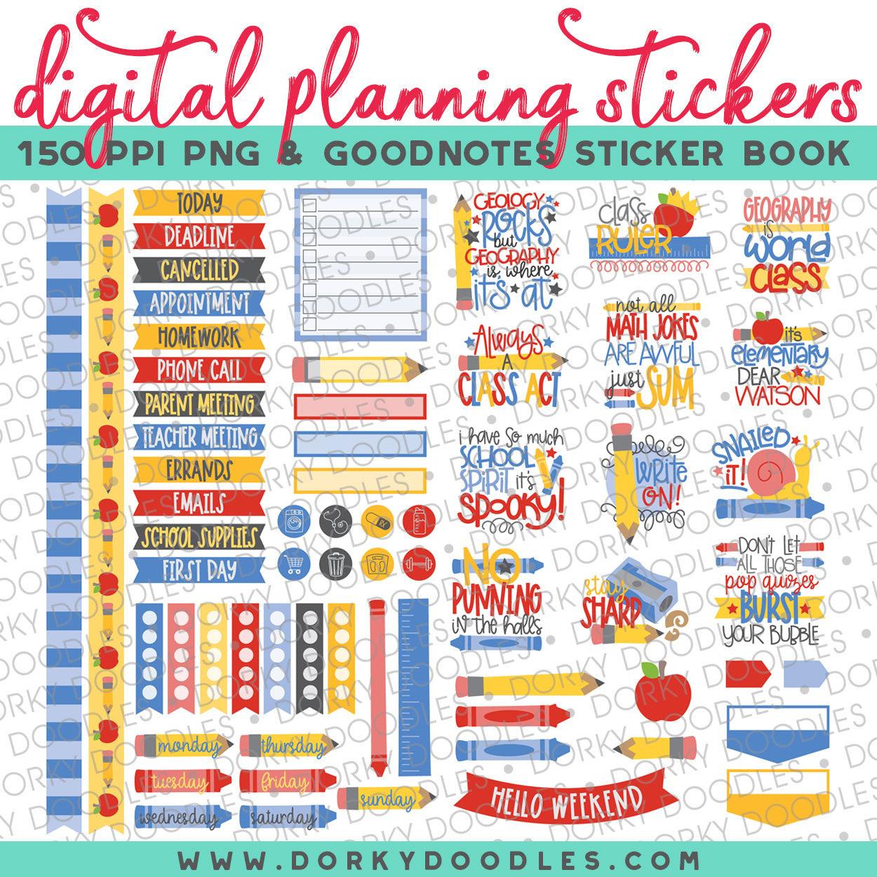 School Puns Digital Planner Stickers – Dorky Doodles