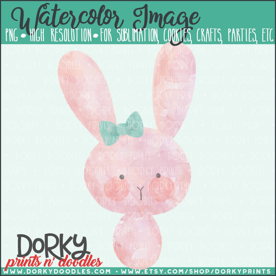 Simple Pink Bunny Watercolor PNG – Dorky Doodles