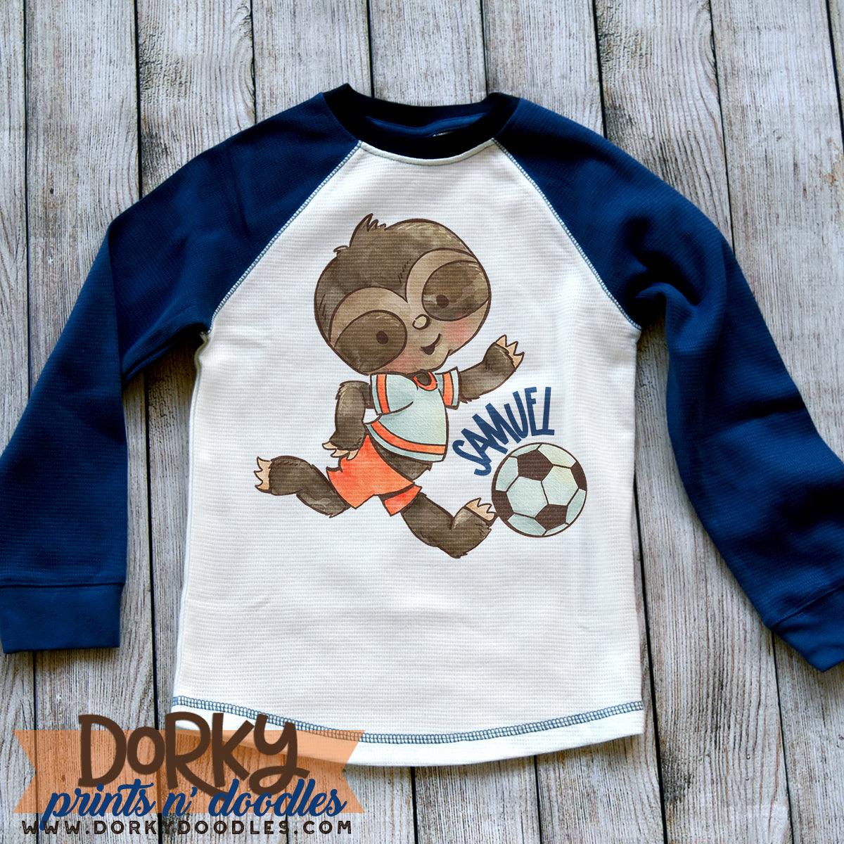 Soccer Sloth Watercolor PNG – Dorky Doodles