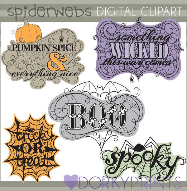 Spiderweb Sayings Halloween Clipart – Dorky Doodles