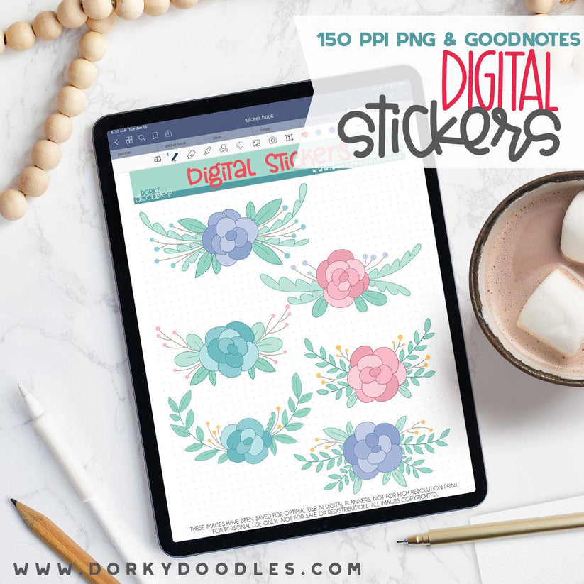 Spring Flowers Digital Planner Stickers – Dorky Doodles
