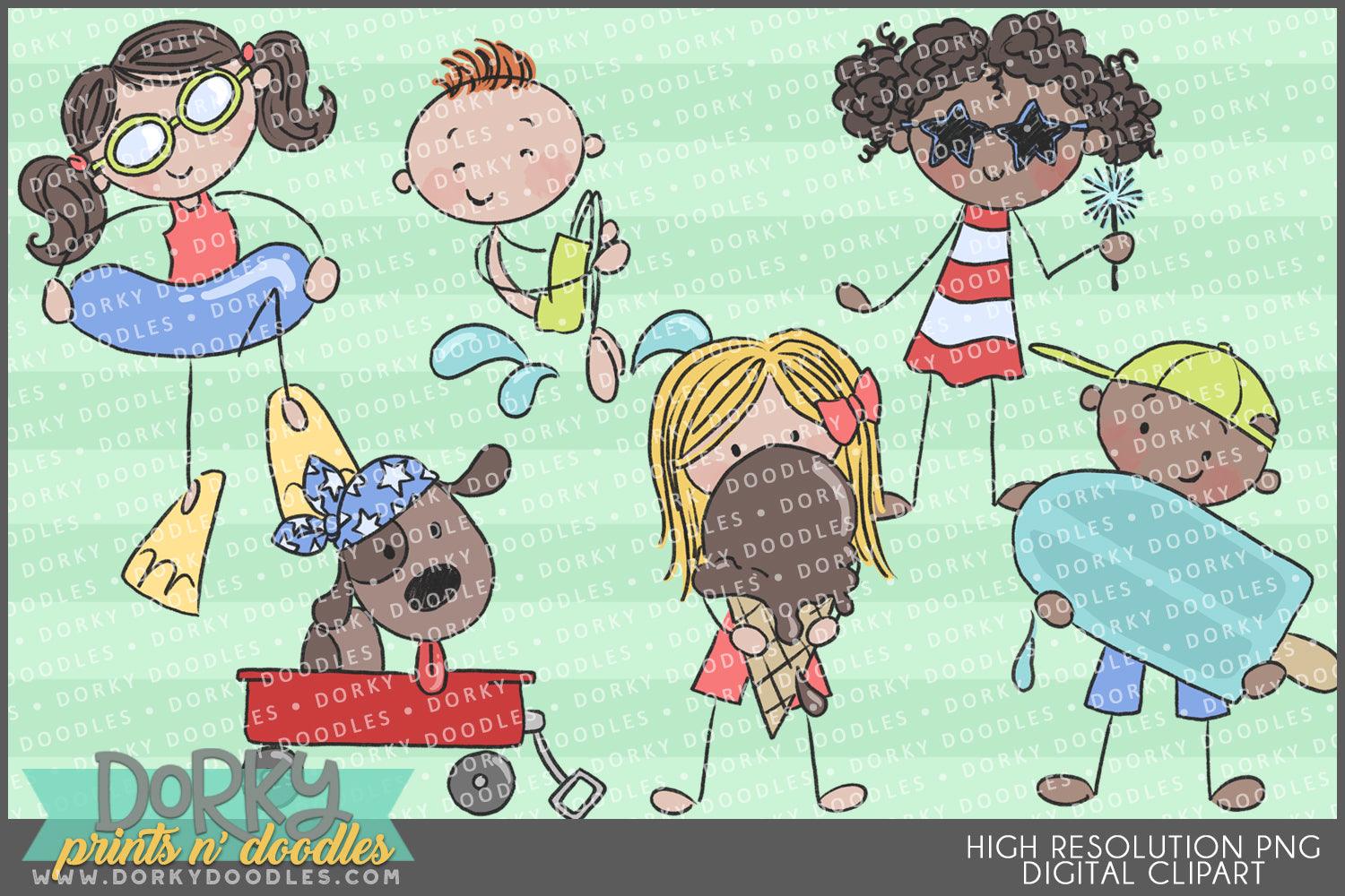 Stick Kid Summer Clipart – Dorky Doodles