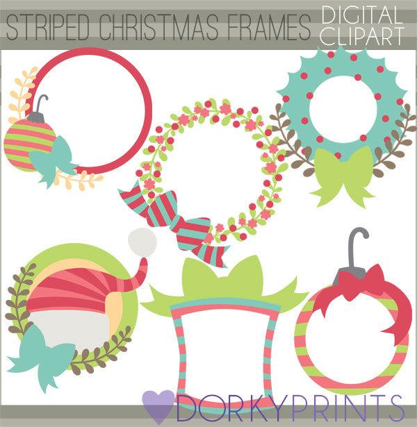 Striped Circle Frames Christmas Clipart – Dorky Doodles