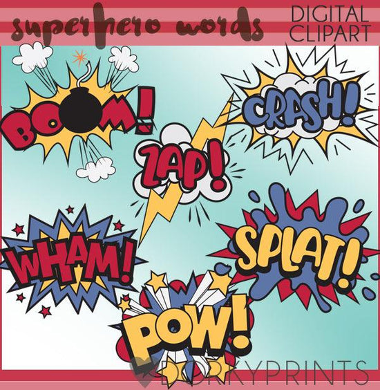 Superhero Words Kid Clipart – Dorky Doodles