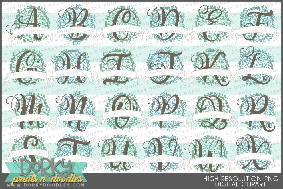 Vine Monogram Alphabet Clipart – Dorky Doodles
