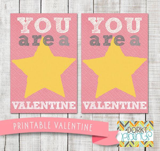 "You're a Star" Valentine Card Holiday Printables – Dorky Doodles